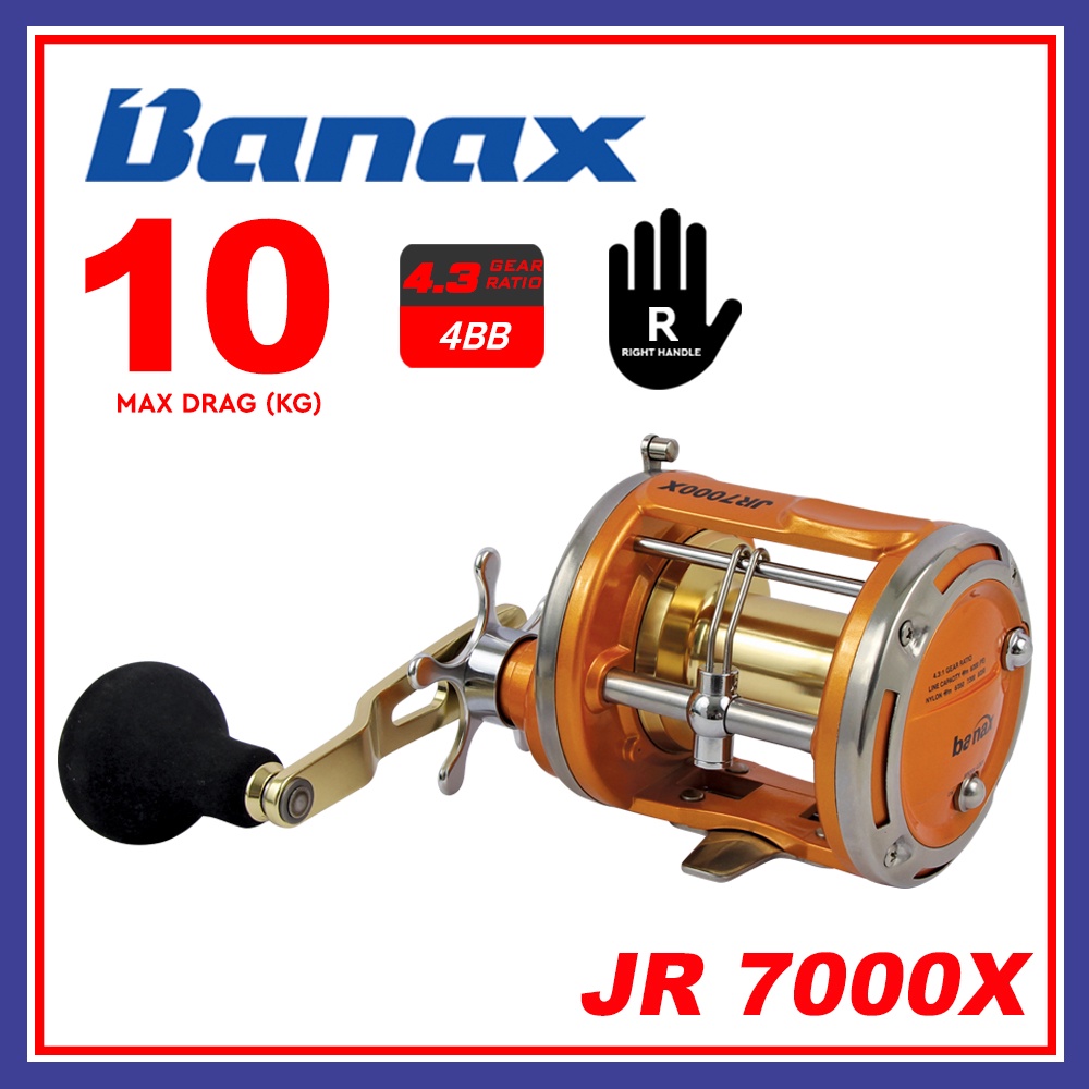 [CLEARANCE] TROLLING REEL10kg Max Drag Banax reel JR 7000X Overhead ...