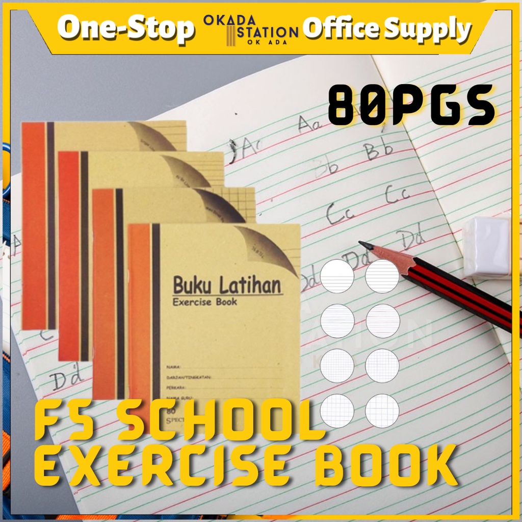OKADA F5 Exercise Book 80pgs / Buku Latihan / School Use Writing Book / Note Book / BUKU NOTA ...