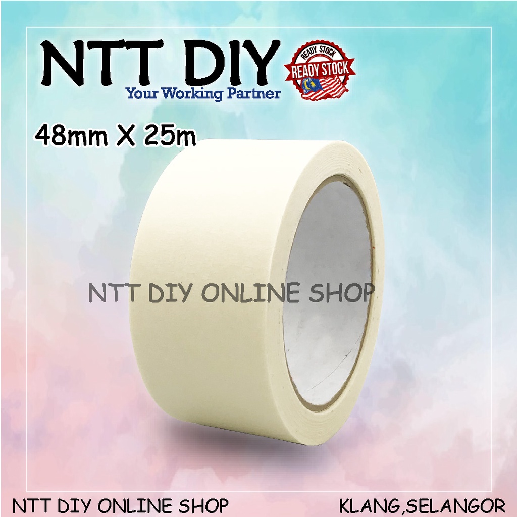NTT DIY Masking Tape White Tape Packaging Tape 48mm X 25m [ Ready Stock ...