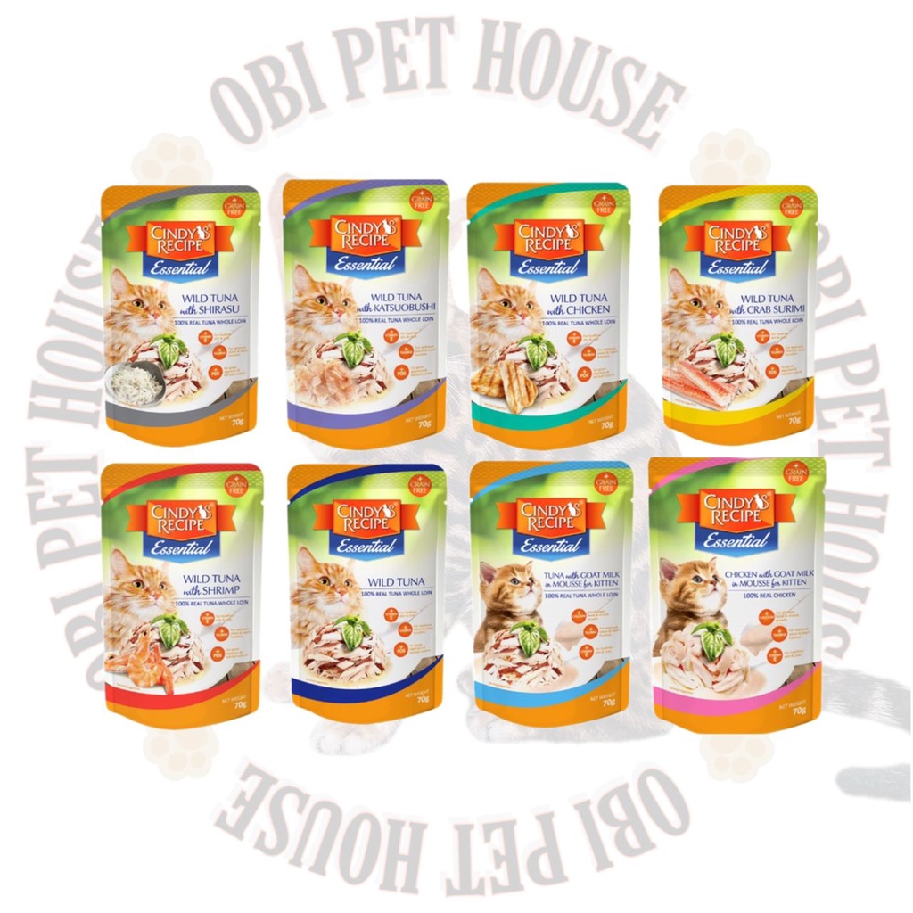 Cindy's Recipe Essential Wet Food / Cat Food Pouch (8 Flavours) - 70g ...