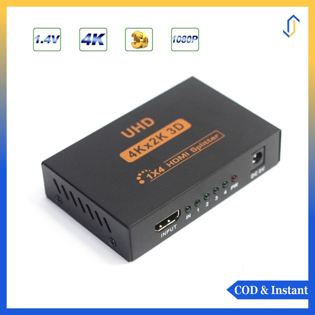 DVD Hdmi Splitter 1x4 4K - PC-48 - Black / View FHD HD Repeater ...