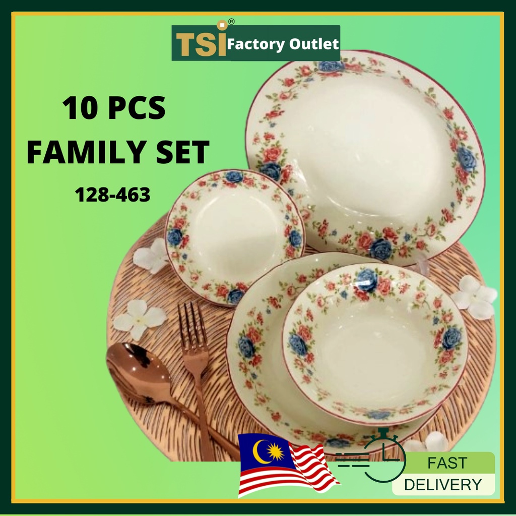CLAYTAN 10 PCS FAMILY SET 1511FS COTTAGE ROSE WITH BANDING Ceramic ...