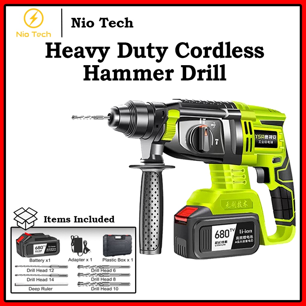 NioTech Cordless Hammer Drill Multi function Impart Drill Wall Heavy ...