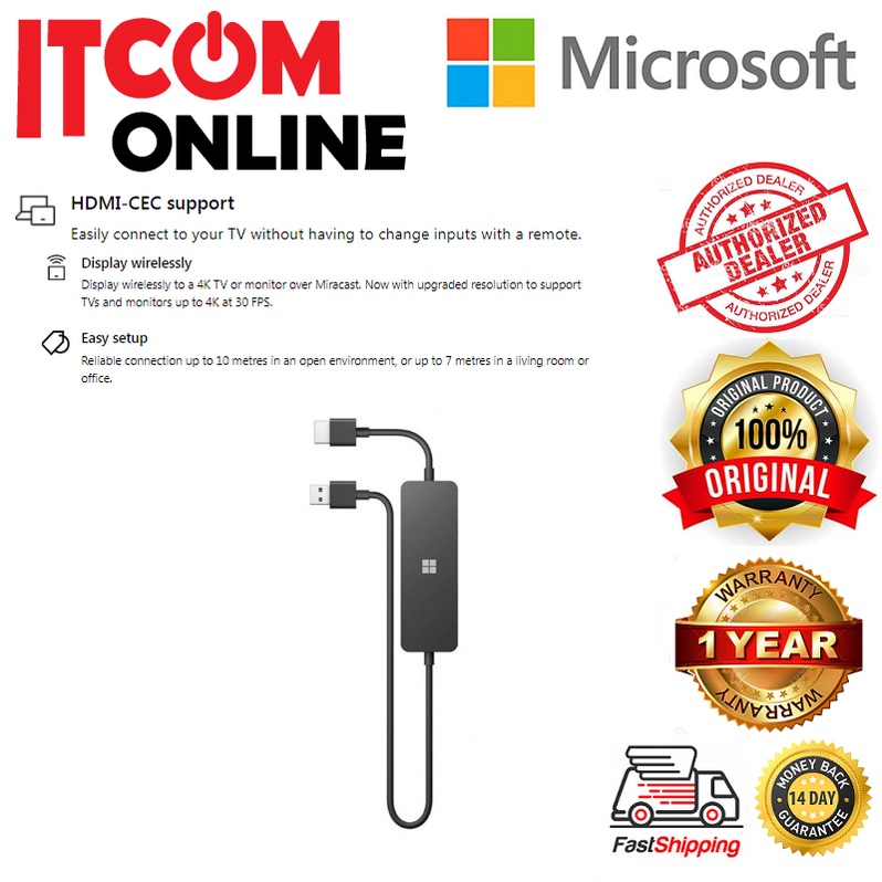 MICROSOFT MIRACAST DONGLE 4K (SUPPORT WINDOWS 10 / MIRACAST ANDROID ...