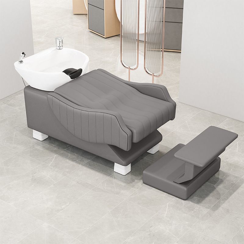 Barber shop shampoo bed semi-recumbent flush bed shampoo bed hair salon ...