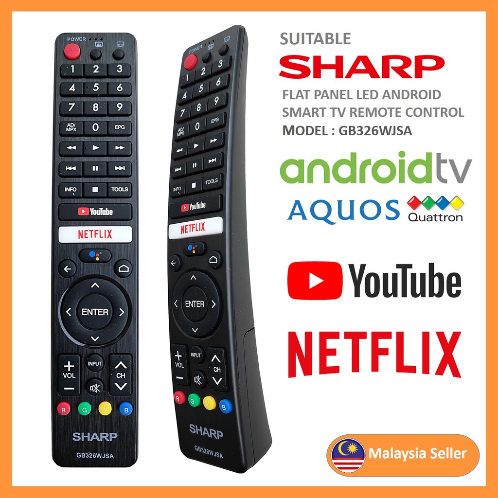 Repalacement Sharp GB326WJSA/GB326WJN5 Youtube Netflix Android Smart TV Remote Contro l- no ...