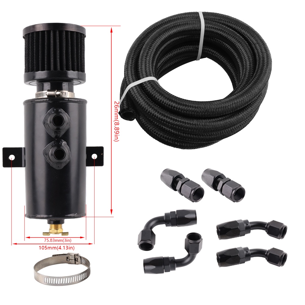 Racing Car 10AN Oil Catch Can Reservoir Tank Baffled Breather Filter ...