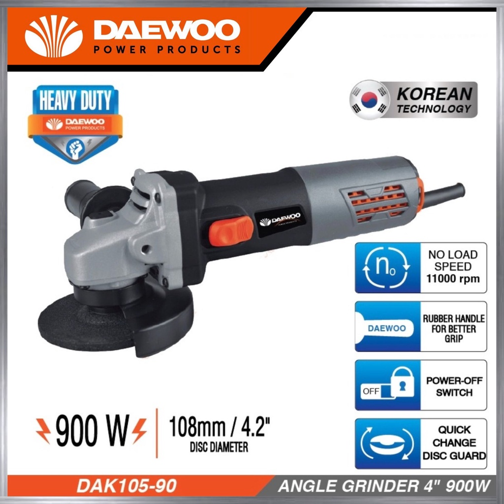 DAEWOO HEAVY DUTY ANGLE GRINDER (900W/4") DAK105-90 | Shopee Malaysia