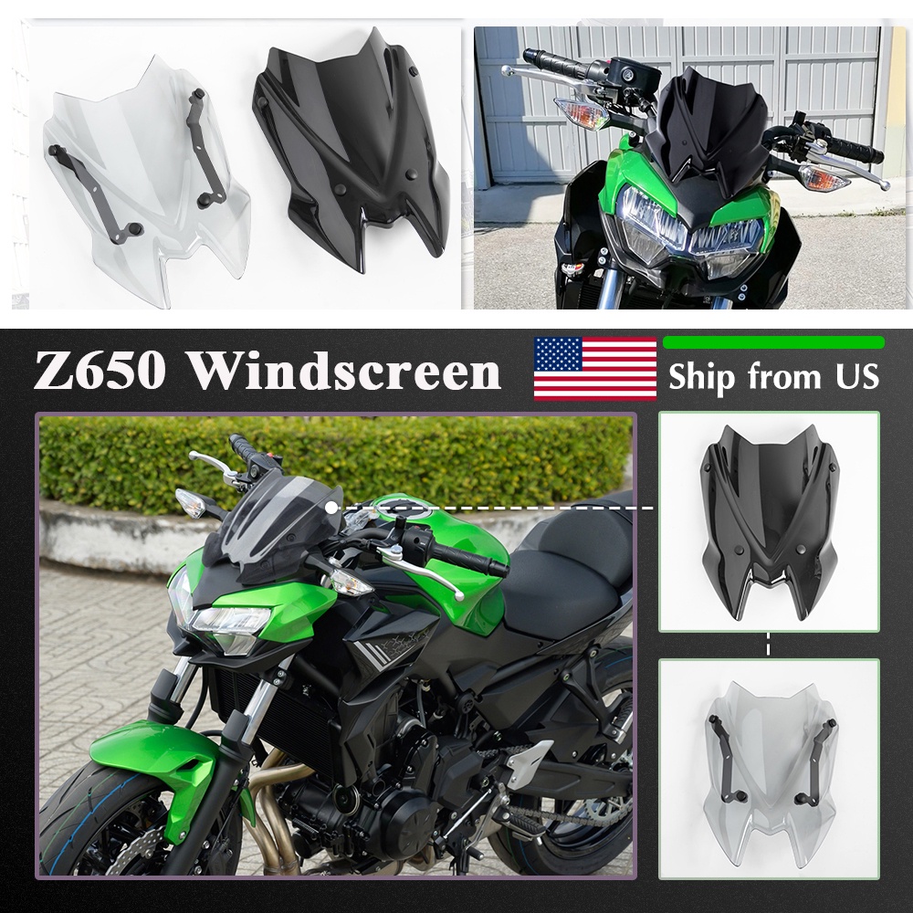 LJBKOALL Motorcycle Windscreen For Kawasaki Z650 2020 2021 2022 2023 Z ...