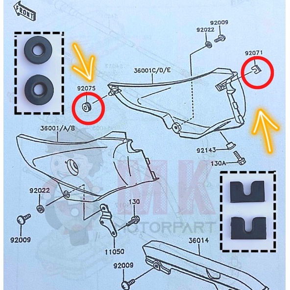 [ 2Pcs ] Modenas KRISS SIDE COVER GROMMET / Side Panel Damper Rubber ...