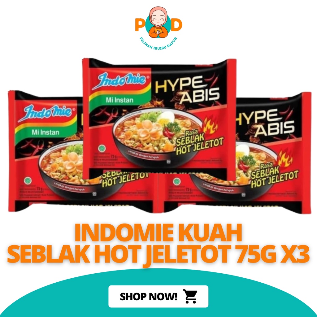 Indomie Instant Noodles Hype Abis Seblak Hot Jeletot Flavor 75 gr x 3 ...