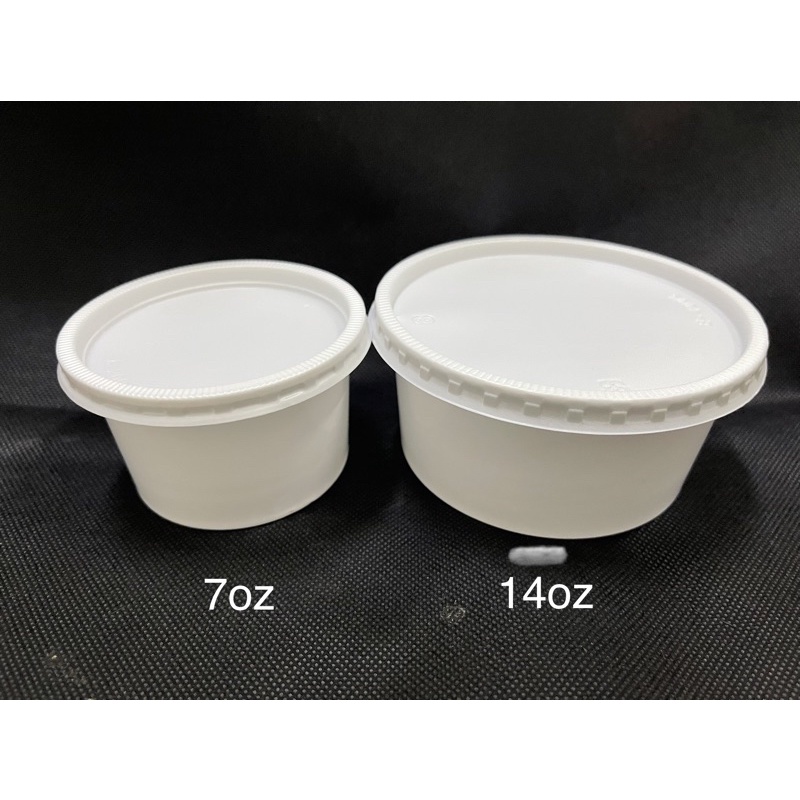 7oz / 14oz White PP Round Container with Lid [ 50pcs± ] Disposable Food ...