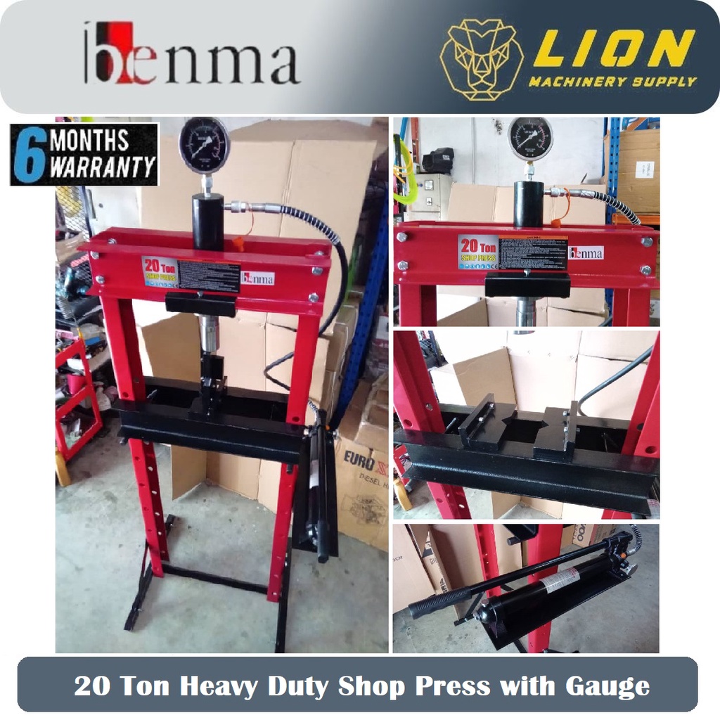 BENMA 20 Ton Heavy Duty Hydraulic Shop Press with Gauge MSPG20 - 6 ...