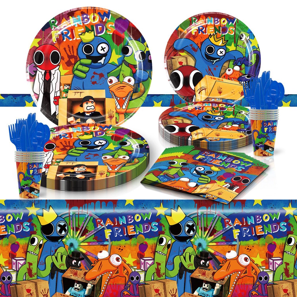 Rainbow Friends Birthday Party Decoration Terror Game Paper Cup Plates