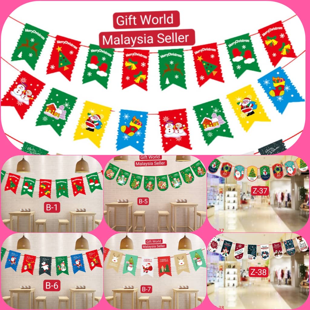 Christmas Banner Decoration Fish Tail Triangle Flag ** MALAYSIA READY ...