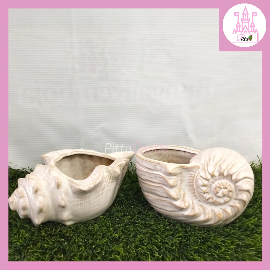 Shell Ceramic Pot With Hole (STC54287 STC54288) | Shopee Malaysia