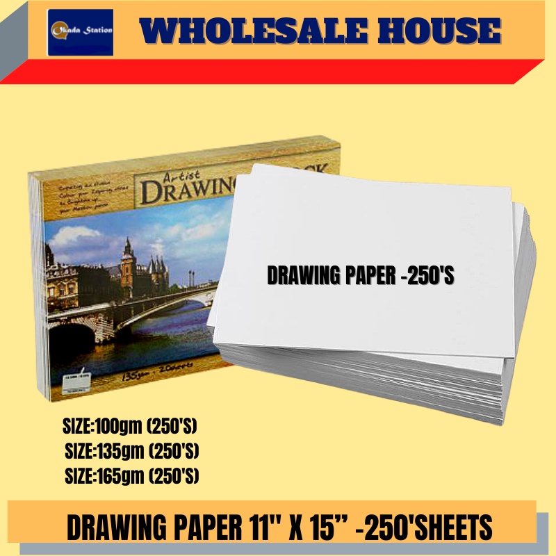 OKADA B4 Drawing Paper 11"x15" (250pcs) / Kertas Lukisan / Drawing Book ...