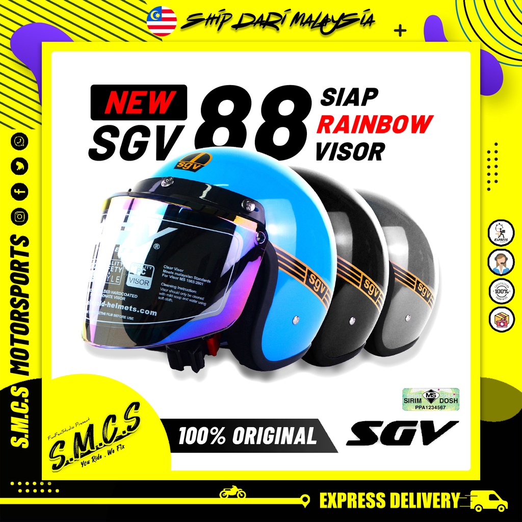 SGV 88 SGV HELMET SIAP RAINBOW SGV VISOR (100%ORIGINAL) SIRIM CERTIFIED ...