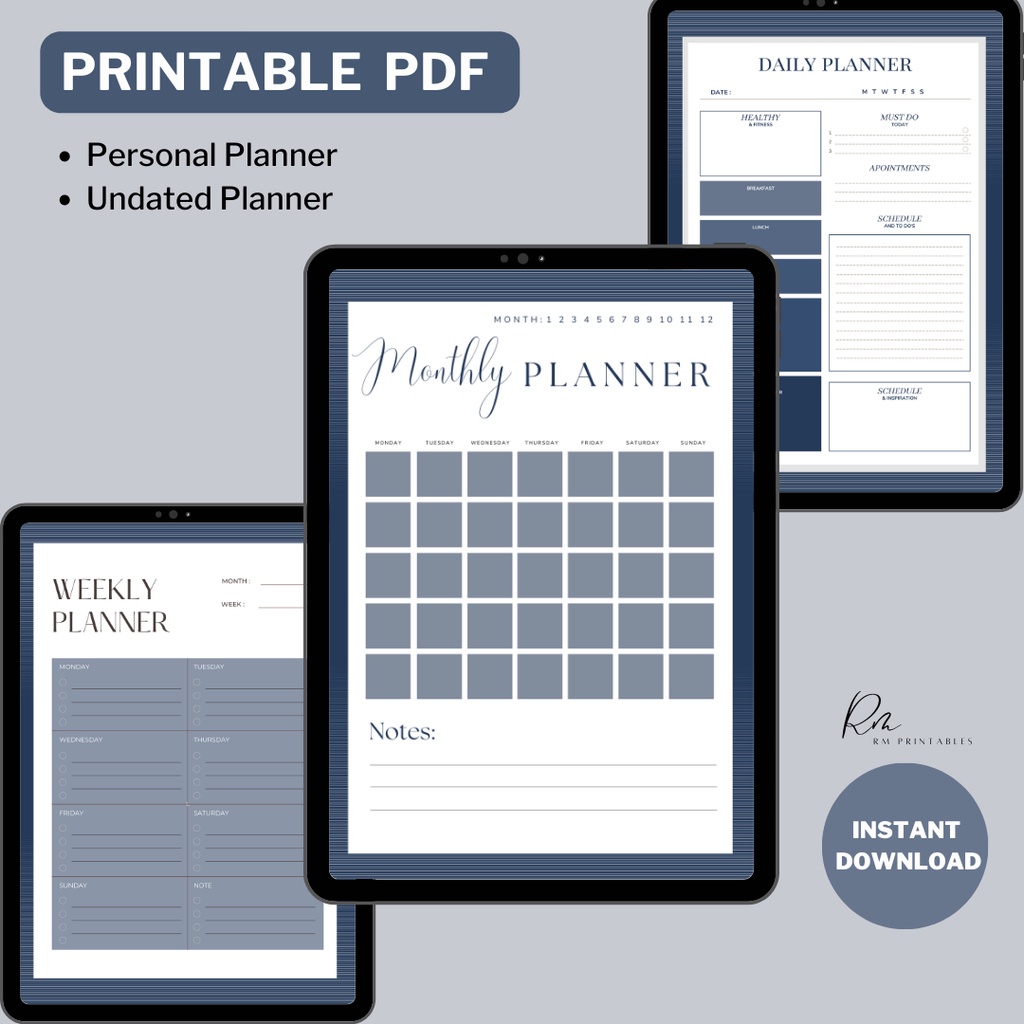 C01 Printable Planner | 2023 Digital Planner PDF | Daily/Weekly/Monthly ...
