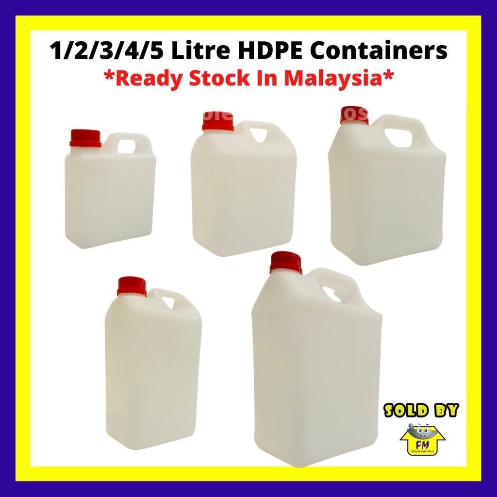 1/2/3/4/5L HDPE Water Container Jerry Can / Bekas Air / Bekas Minyak ...