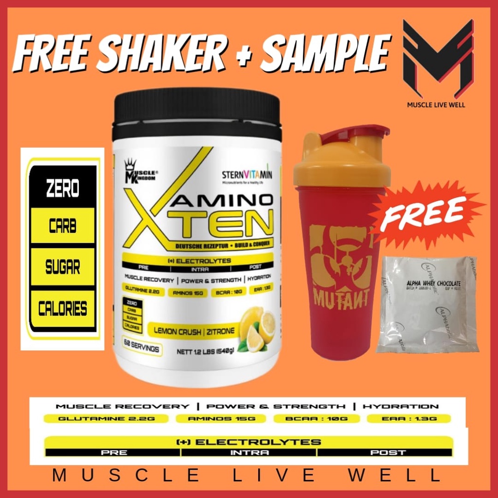 Mk Muscle Kingdom Amino Xten Bcaa + Glutamine + Electrolyte 1.2lb 60 ...