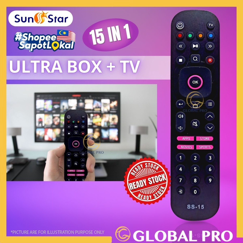 [15 IN 1] SUNSTAR SS-15 OEM Universal PVR Remote Control Decoder ATSRo ...