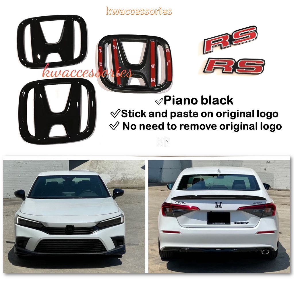 [READY STOCK]Honda Civic FE 2022 Honda Logo Emblem Piano Black RS Logo ...
