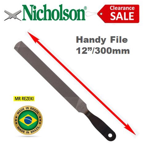 NICHOLSON 12"/300mm Rectangular Double/Single Cut Handy File kikir besi ...