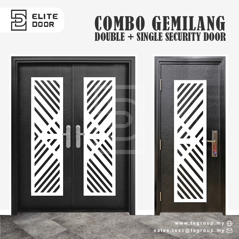ELITEDOOR Lowest Price Gemilang Security Door (Double Door + Single Door) With 10 Locks | Shopee ...