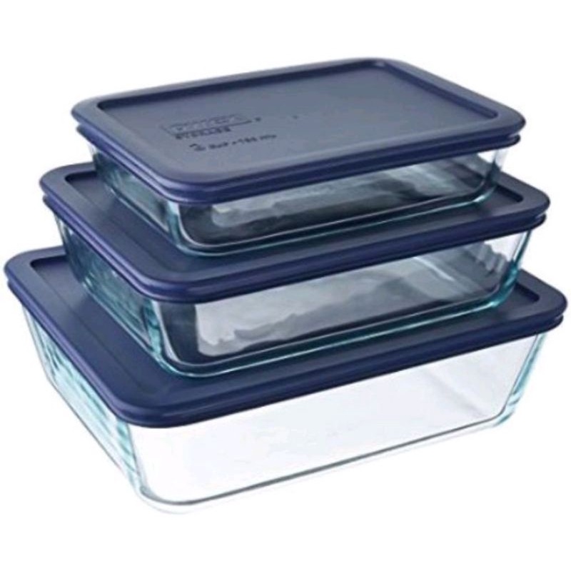 3 in 1 ~ PYREX 6PC RECTANGLE SIMPLY STORE DISH SET (750ML, 1.4L, 2.6L ...