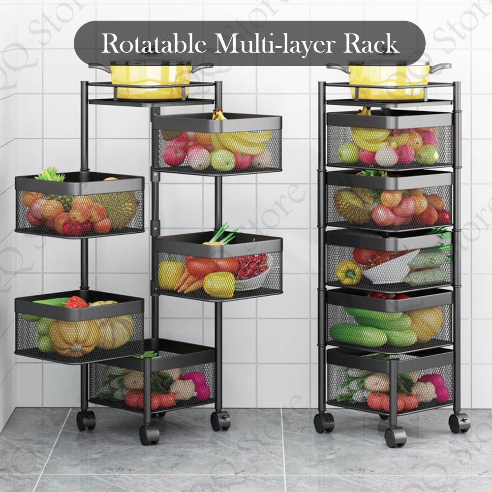 Kitchen Rack Trolley Storage Rotating Rack Vegetable Kitchen Organizer ...