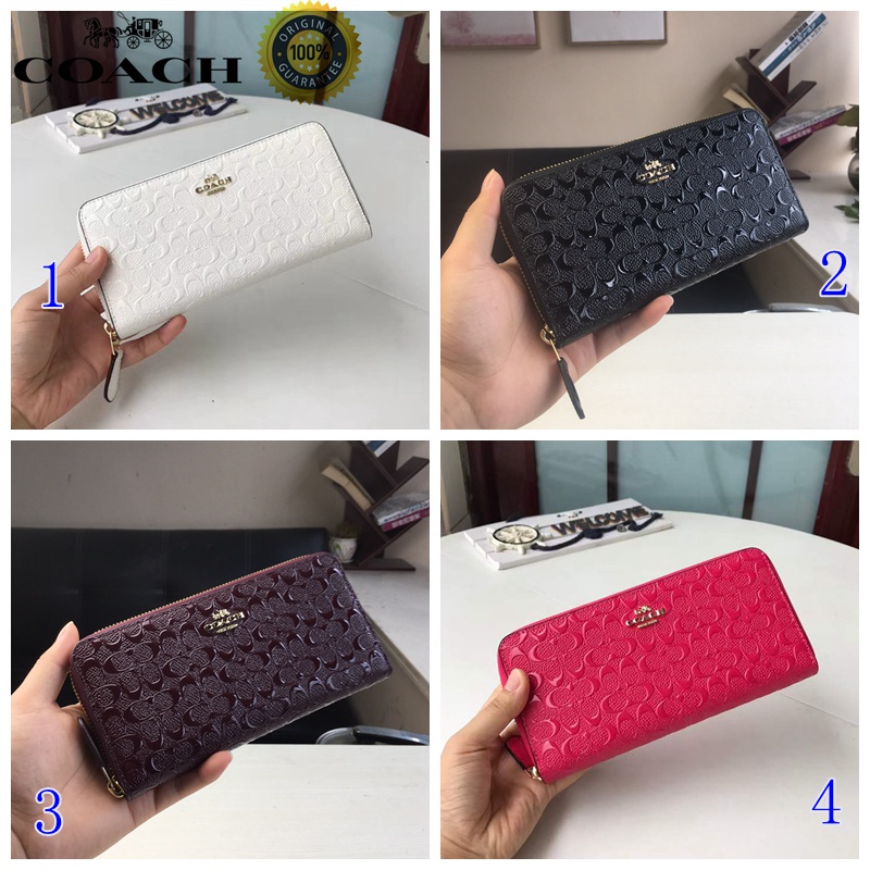 Coach Wallet Women Long Zipper Wallet Embossed C Pattern 54805 ...