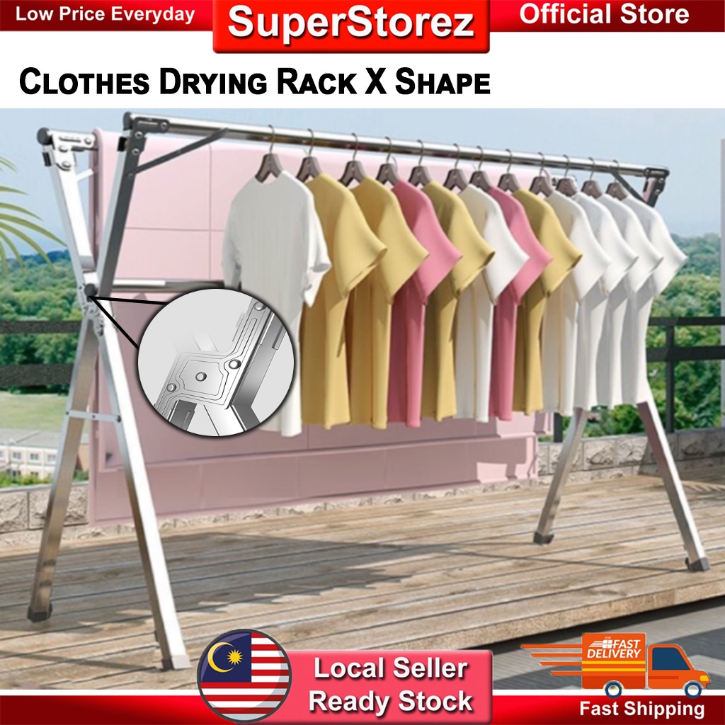 Clothes Drying Rack X Shape Foldable Rak Baju Laundry Coat Rack Clothes ...