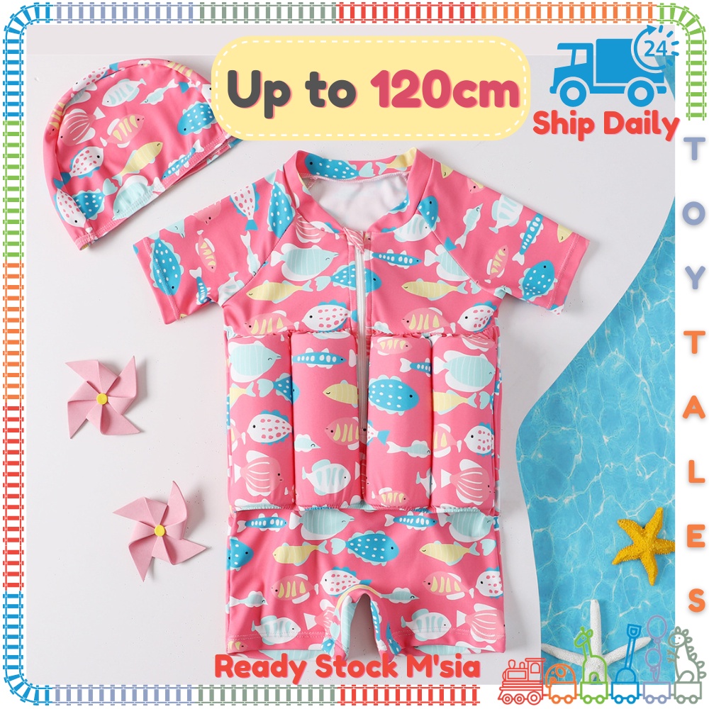 GIRLS SWIMMING SUIT Life Jacket [ Baby & Kids Up to 123cm] Floating Swimwear Float Swim Baju ...