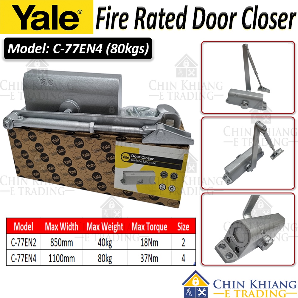 Yale C-77EN4 Surface Mounted Adjustable Door Closer 80kgs Fire Rated ...