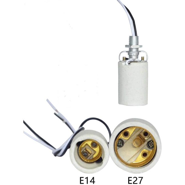E14 CERAMIC LAMP HOLDER 27MM X 25CM X 37MM / E27 PORCELIN HOLDER / E27 ...