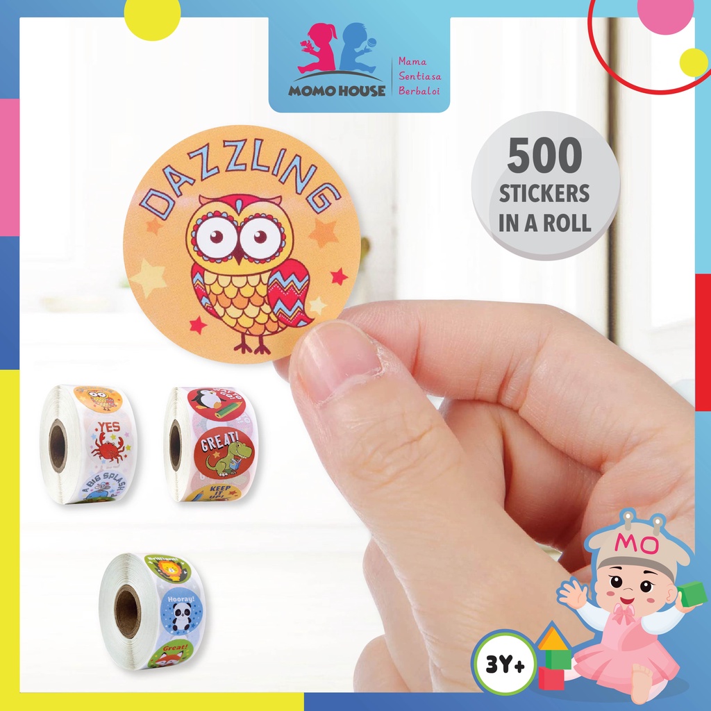 500pcs/roll Round Sticker Labels Roll Reward Stickers Encouragement ...