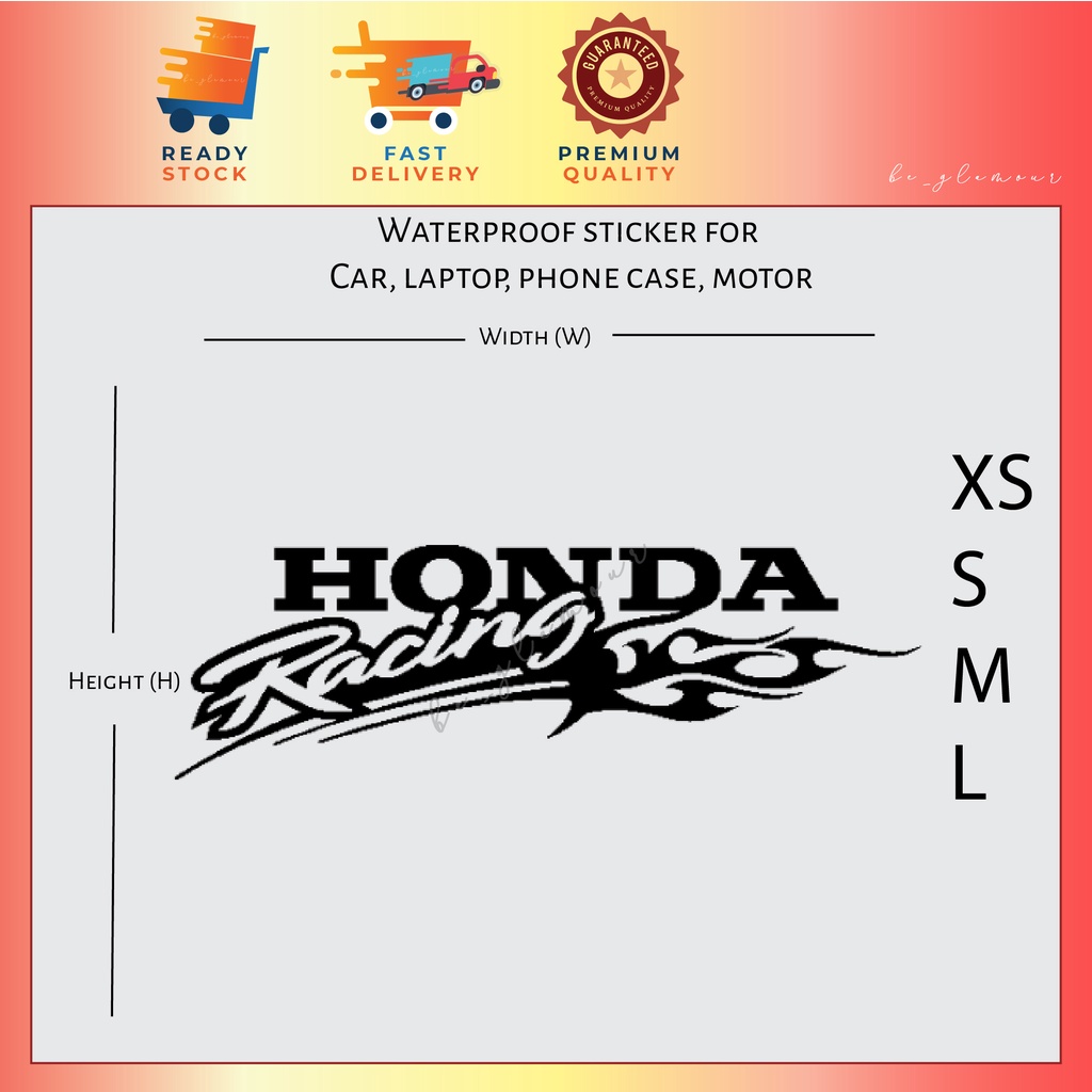 Honda Racing Stickers Logo Sticker Kereta Waterproof Car Motor Laptop ...
