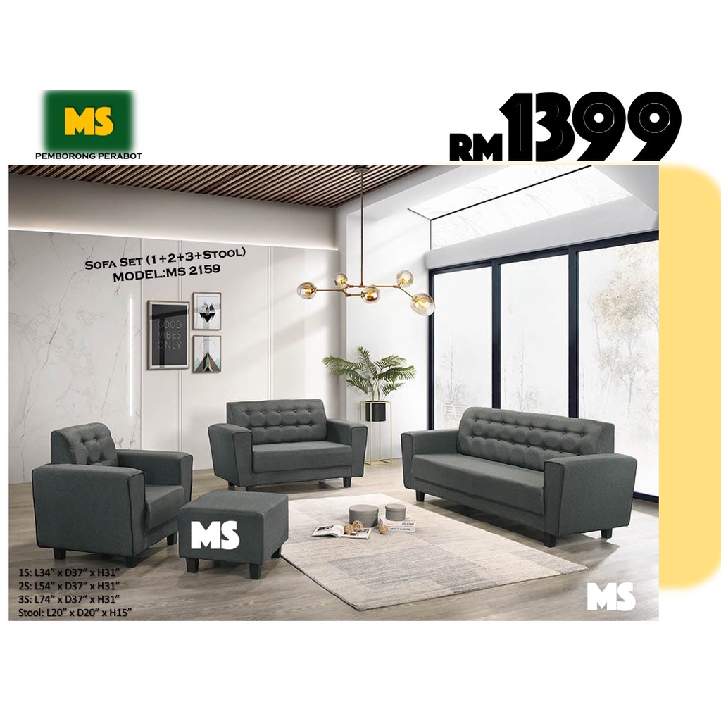 𝐑𝐄𝐀𝐃𝐘 𝐒𝐓𝐎𝐂𝐊 GOOD SELLING LINEN FABRIC SOFA SET 1+2+3+STOOL [MS 2159 ...