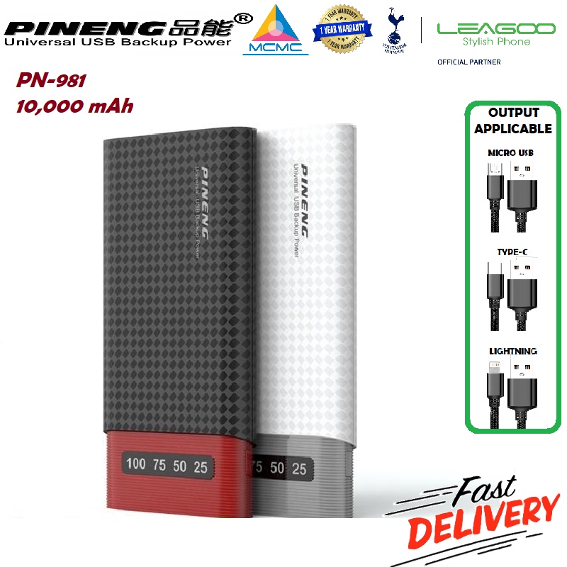 [ORIGINAL] PINENG PN981 Powerbank - 10000mAh, Light Weight & Extremely ...