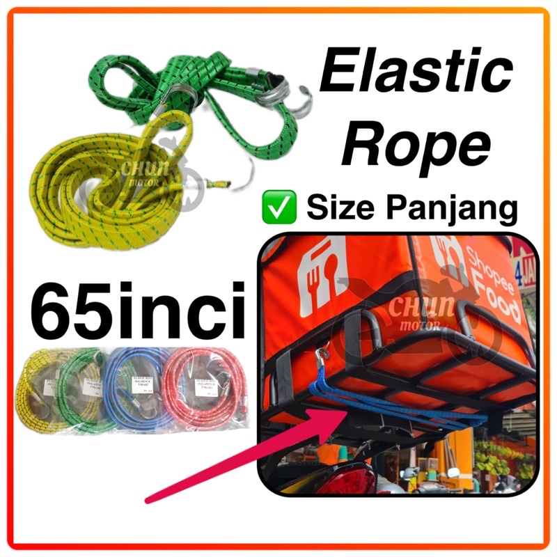 65inci 5.5Kaki Elastic Rope / Rubber Strap / Rope with Hook / Tali ...