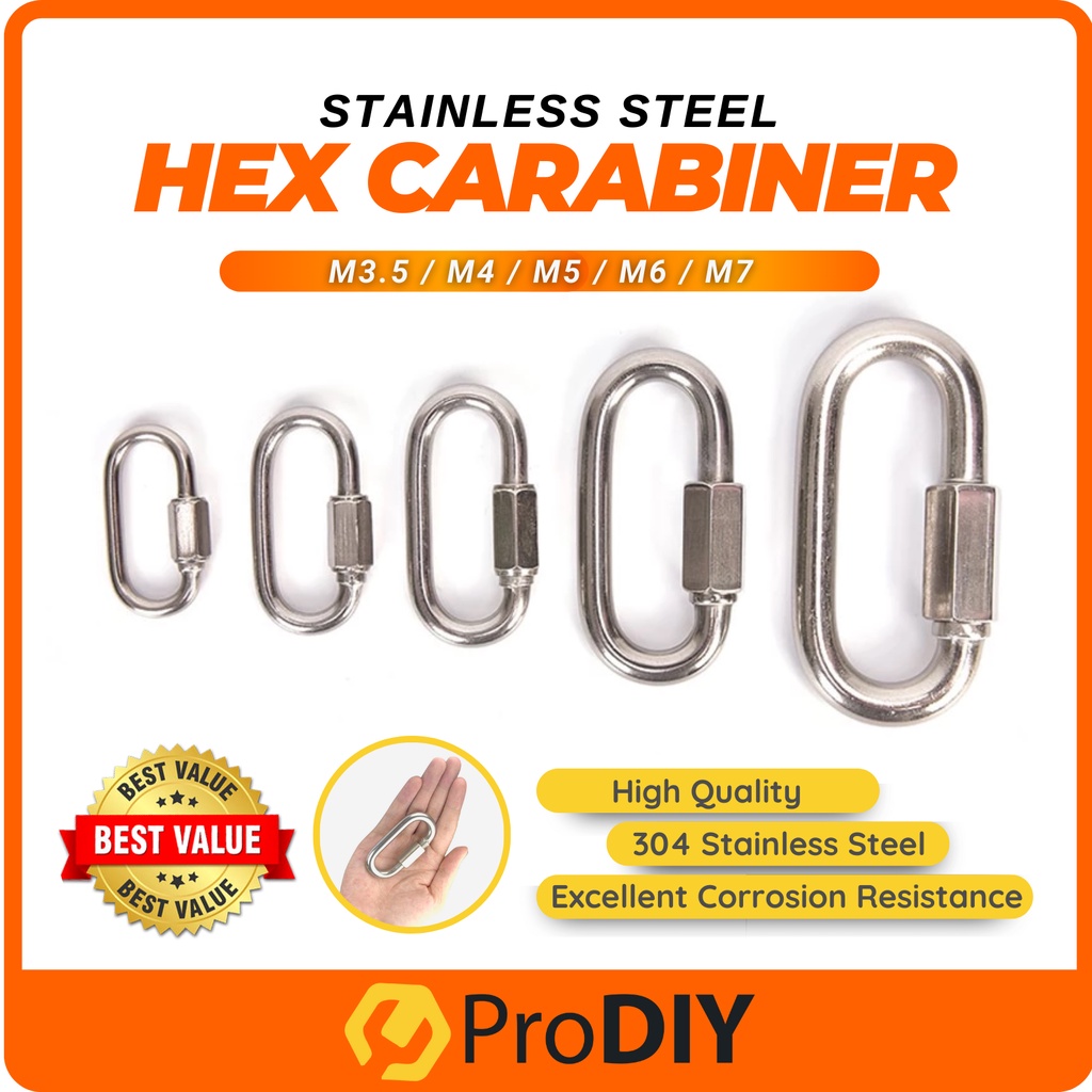 M3.5 M4 M5 M6 M7 M8 M10 Stainless Steel Hex Carabiner Quick Connection Lock Climbing Equipment ...