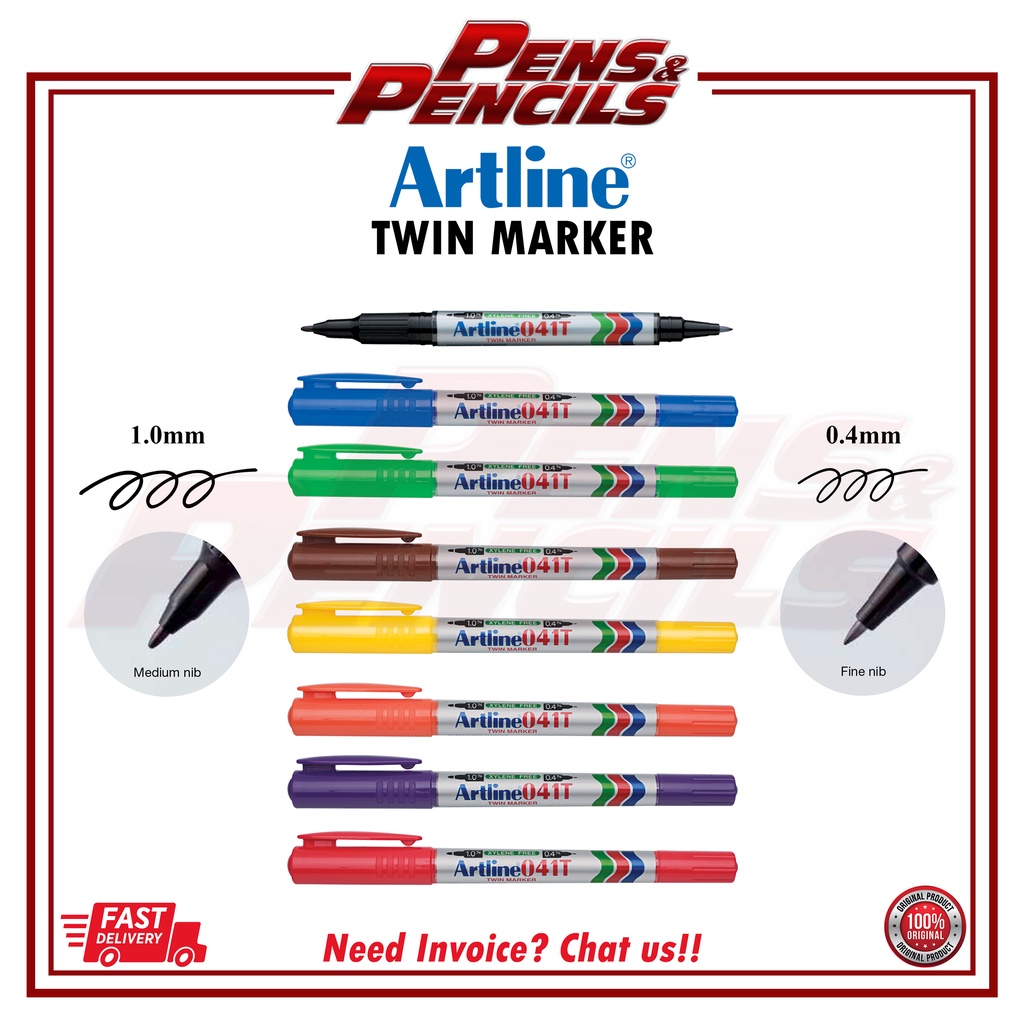 Artline 041T Twin Head Permanent Marker Pen (1pc) | Shopee Malaysia