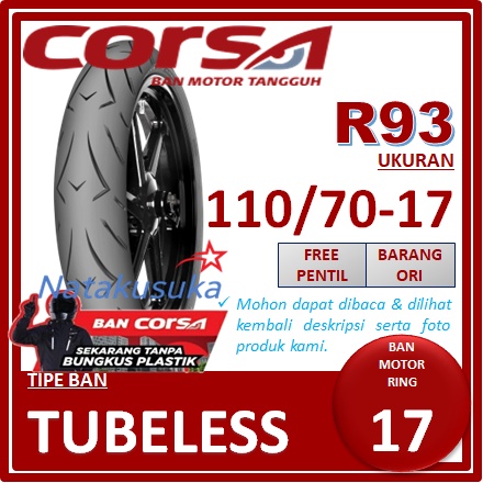 Corsa R93 110/70 - 17 Tubeless (TL) | Shopee Malaysia
