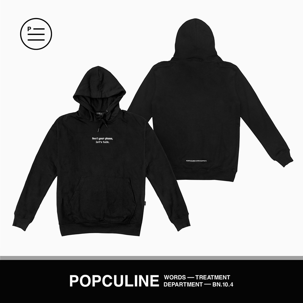 Popculine - Jacket Pullover Hoodie Rest Your Phone, Lets Talk Black ...