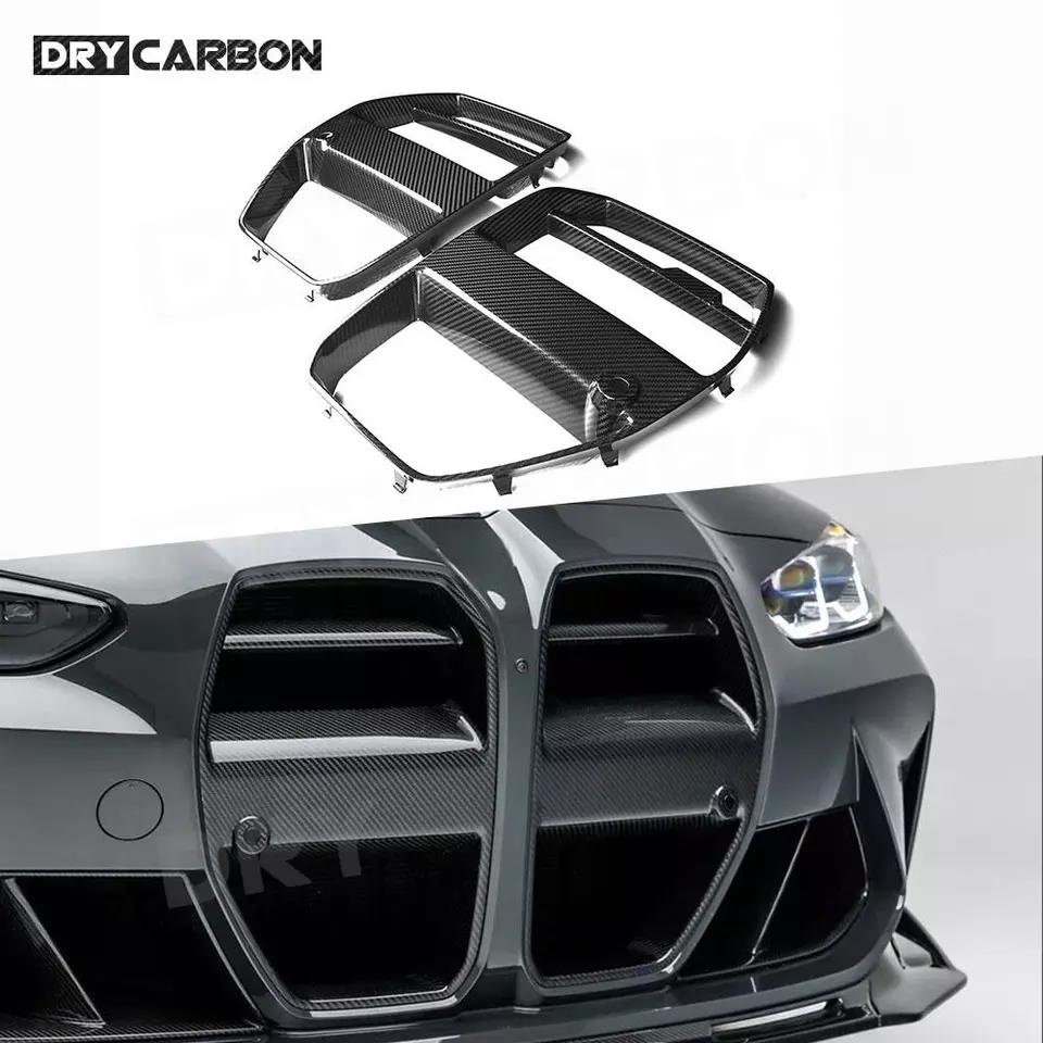 For 2021+ BMW M3 M4 Dry Carbon Fiber V Style Front Bumper Grille FRP ...