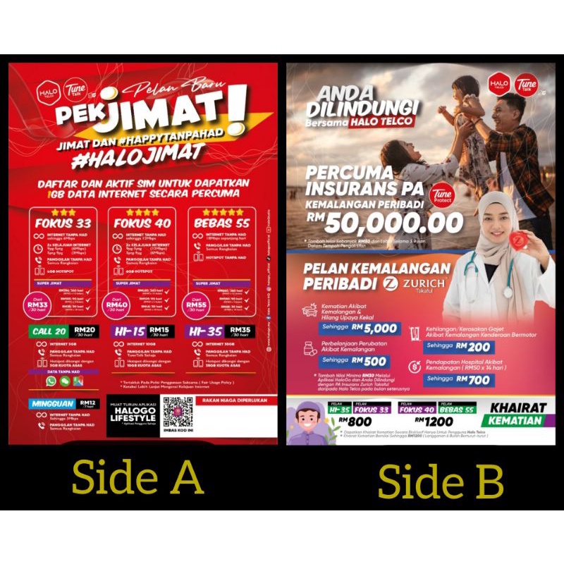 Halo Telco Flyer 500pcs/set Printed depan belakang | Shopee Malaysia