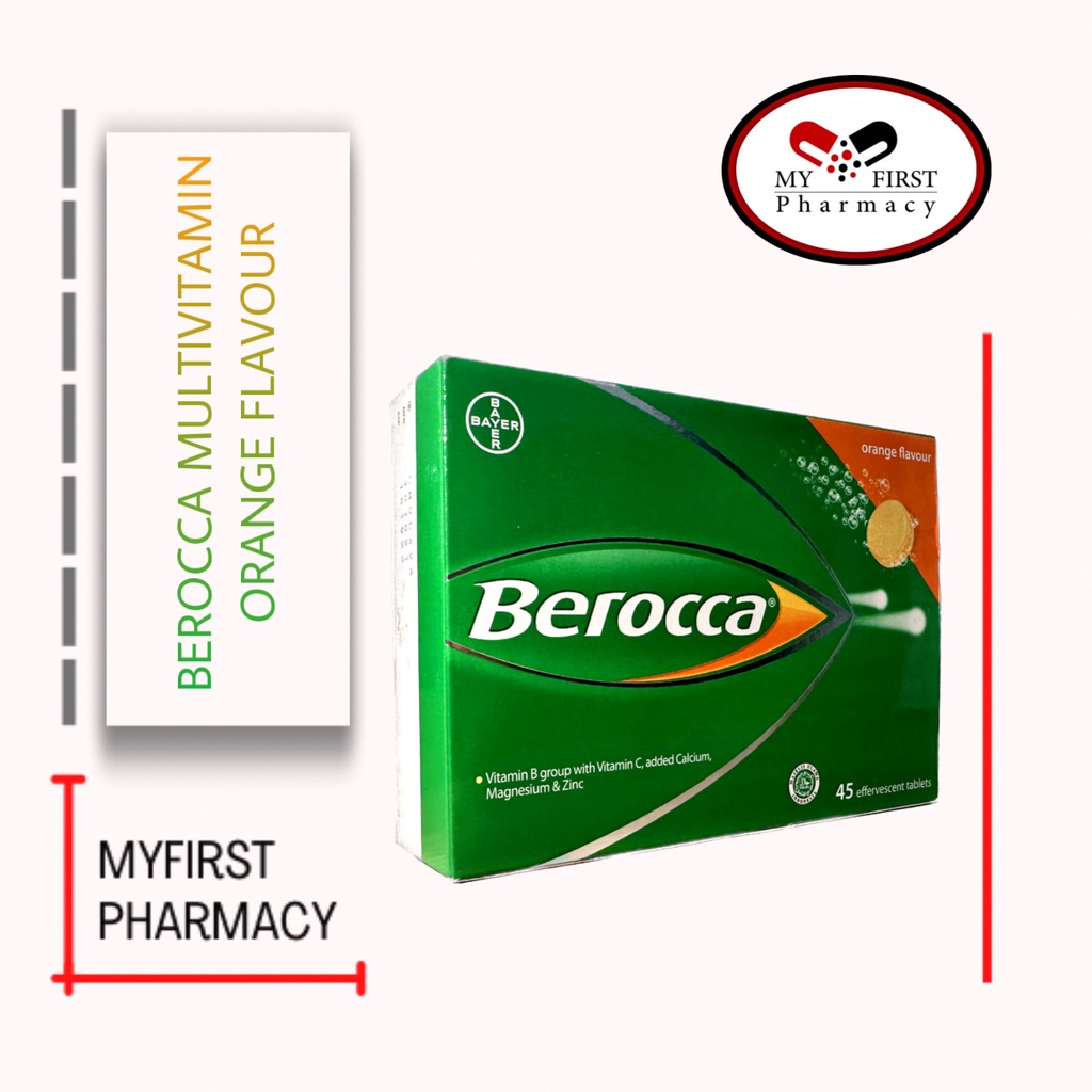 Berocca Effervescent Tablets Vitamin C + Multivitamins Orange Flavour ...