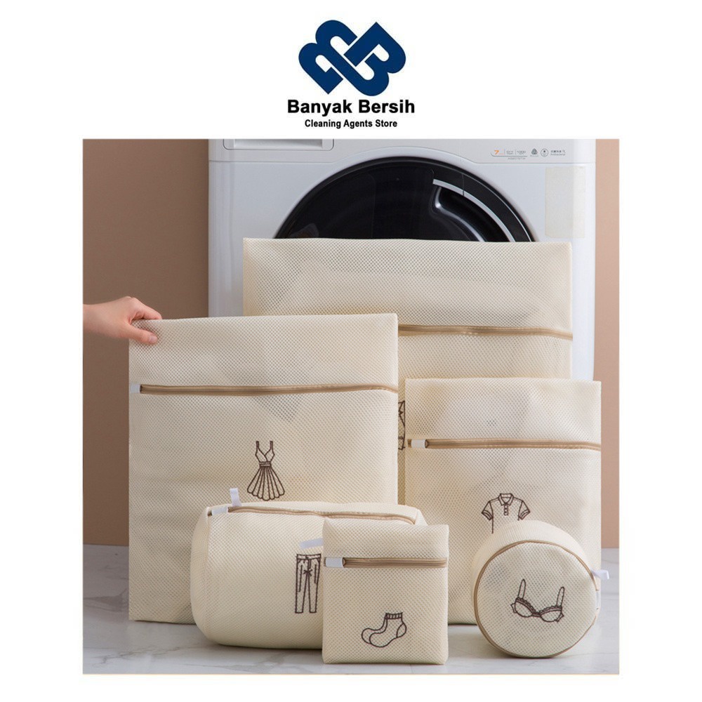 BANYAK BERSIH Clothing Mesh Beige Laundry Washing Bags Pakaian Baju ...