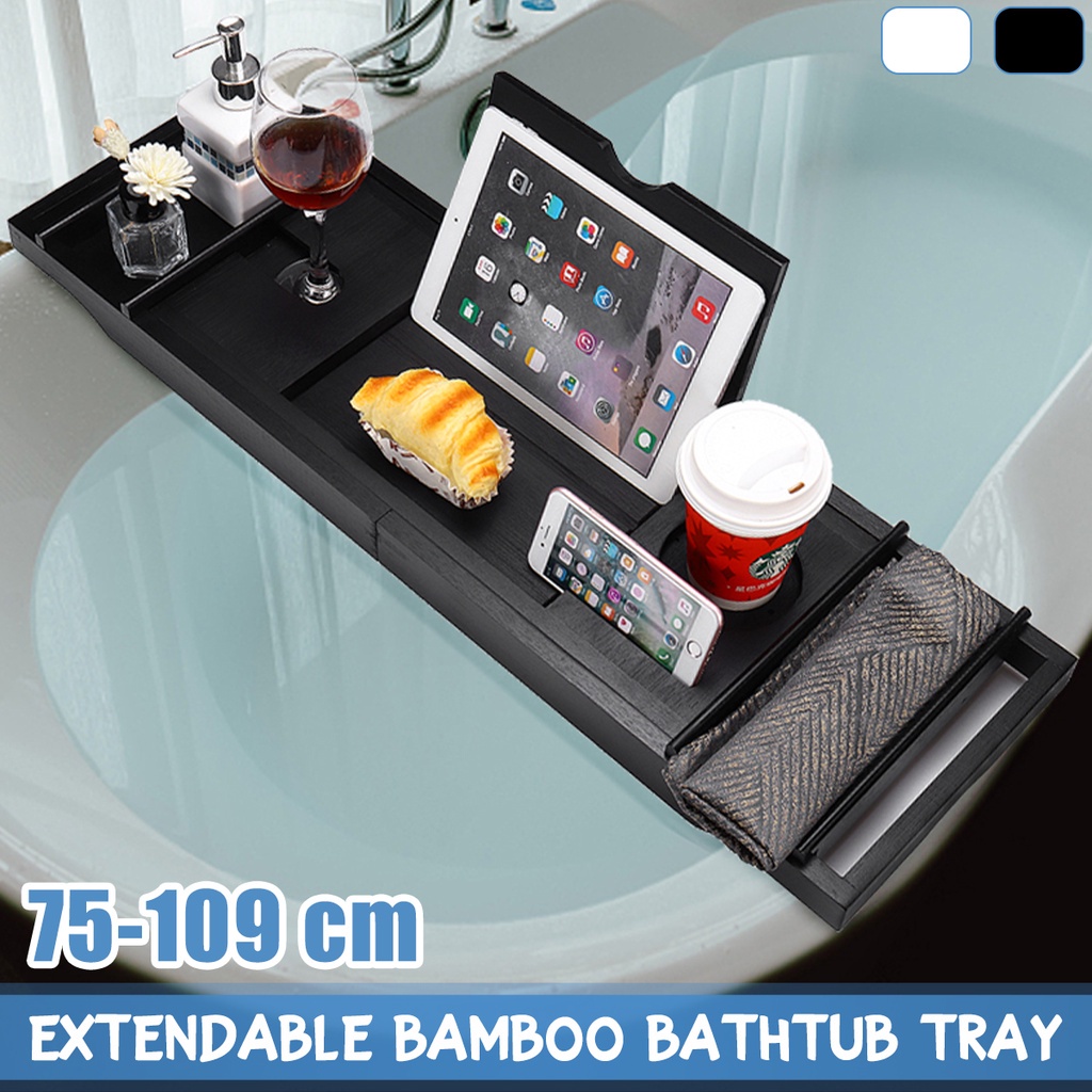 Bath Tray Wooden Bathroom Storage Spa Bath Tub Tray Extendable Bamboo ...